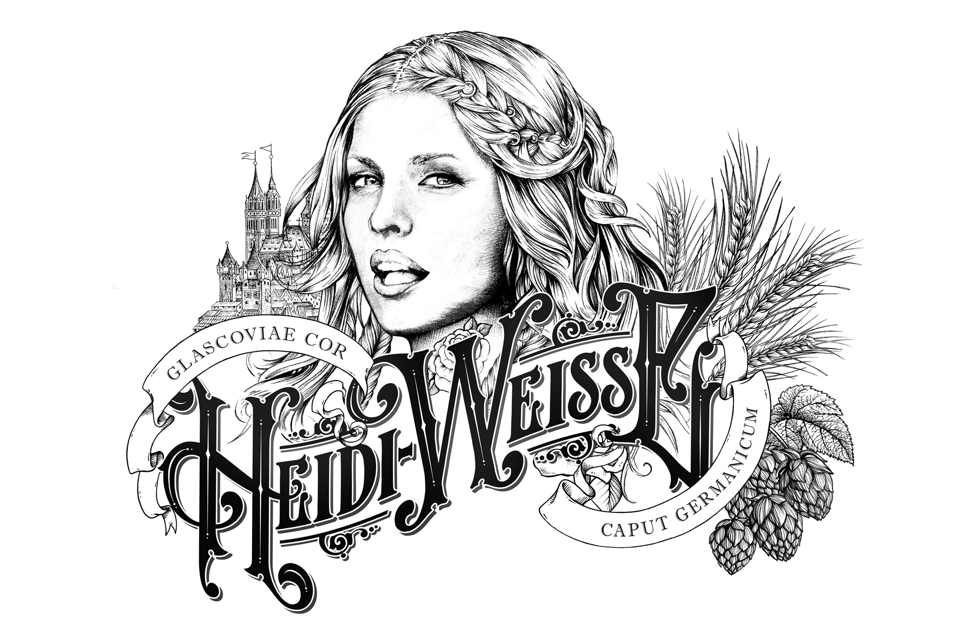 Greg Coulton’s illustrated identity for West Beer’s Heidi Weisse