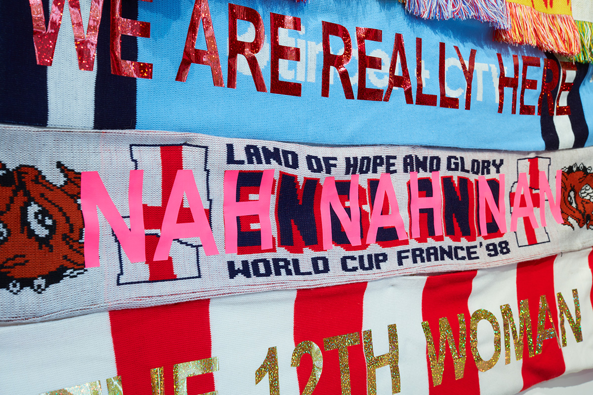 A new show uses football scarves as a canvas